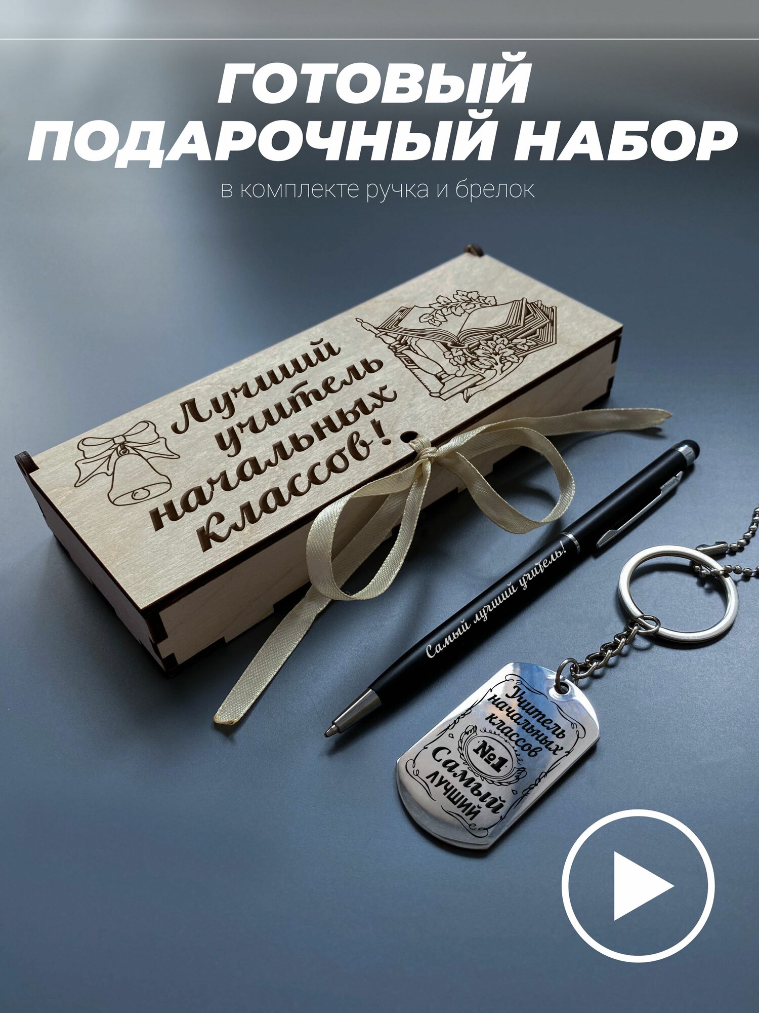Подарочный набор ко дню учителя брелок для ключей и ручка. Лучший учитель начальных классов