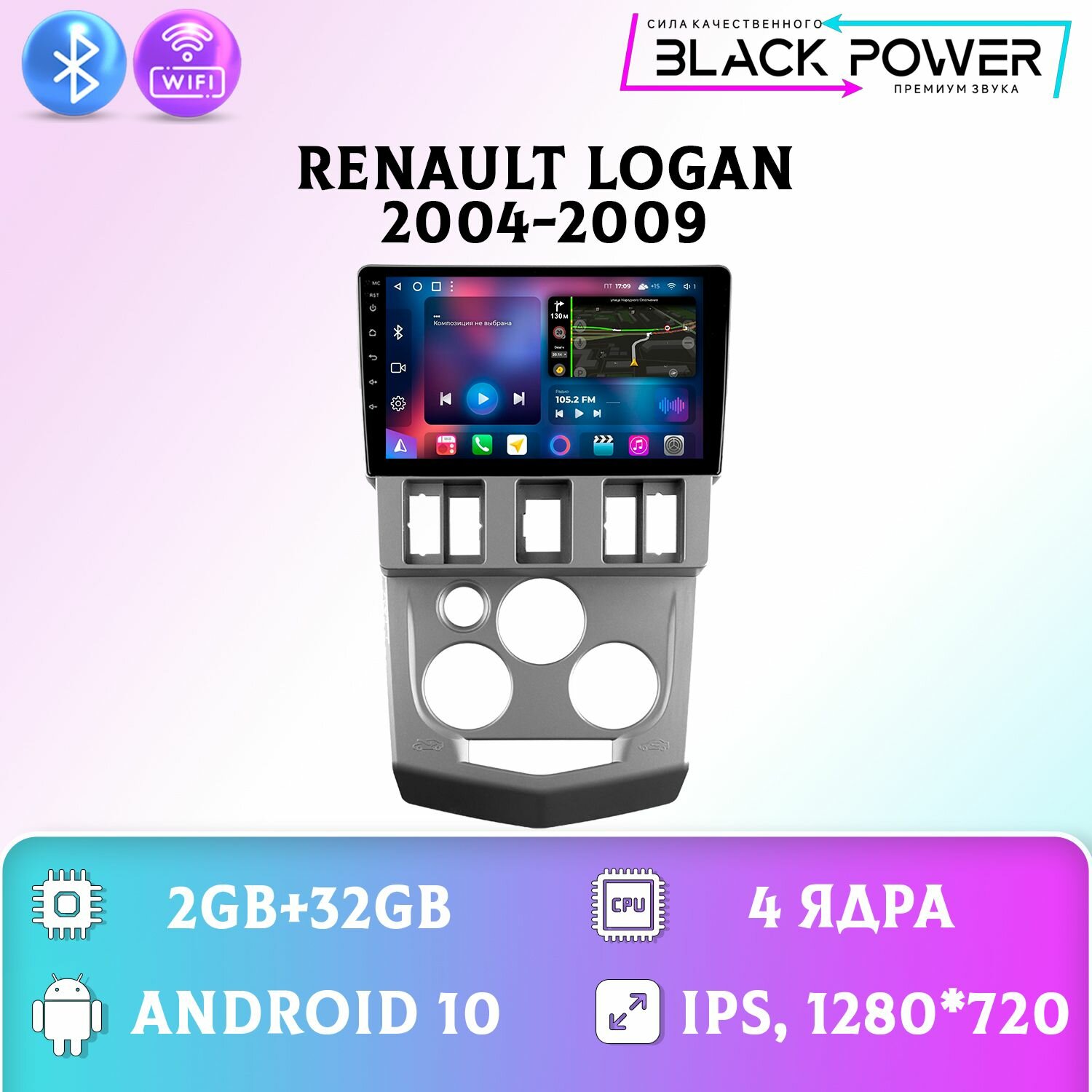 Штатная магнитола Андроид/для Renault LOGAN 2004-2009/Рено Логан/ 2+32GB магнитола Android 10 2din головное устройство мультимедиа