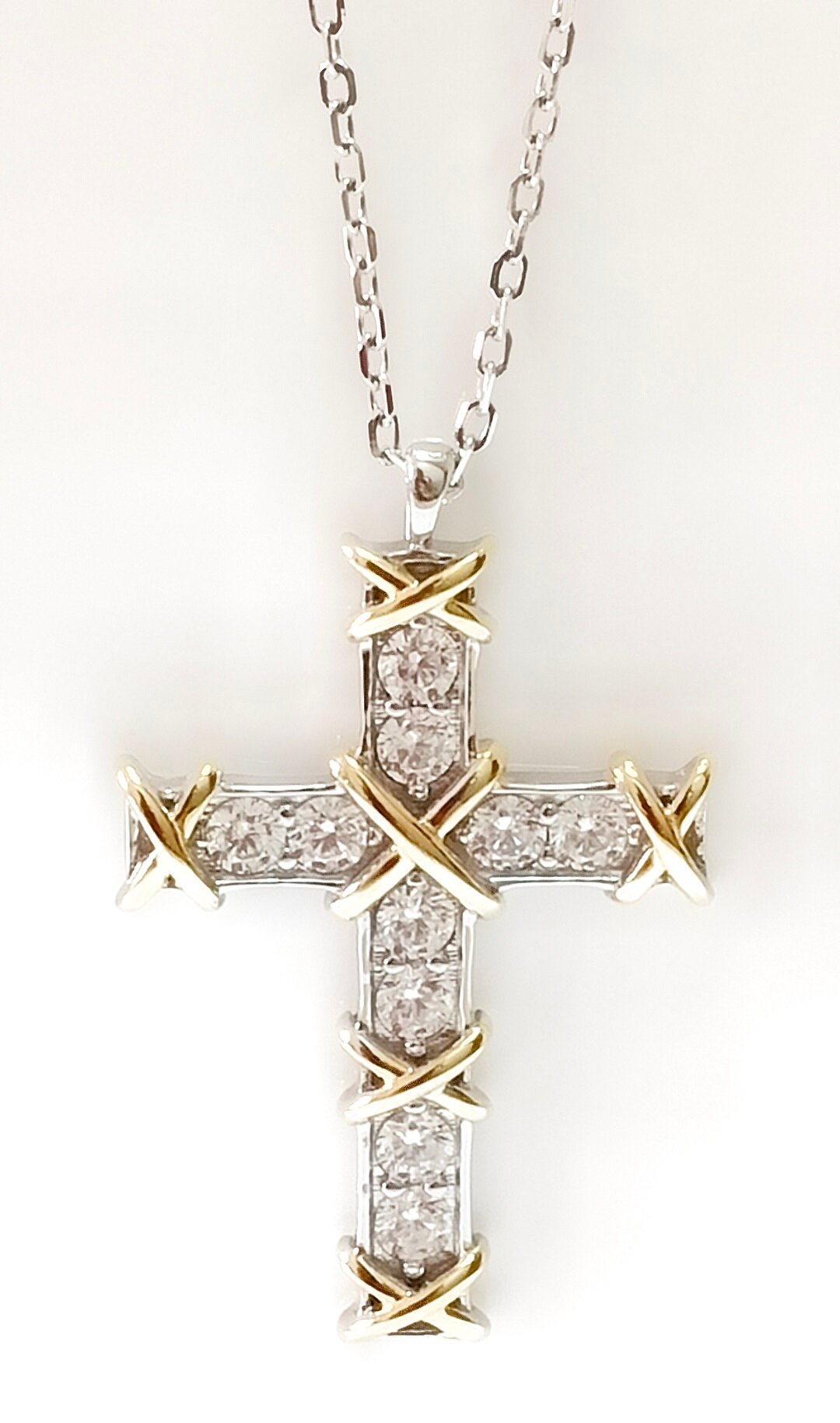 Колье, серебро, 925 проба, родирование, золочение, фианит