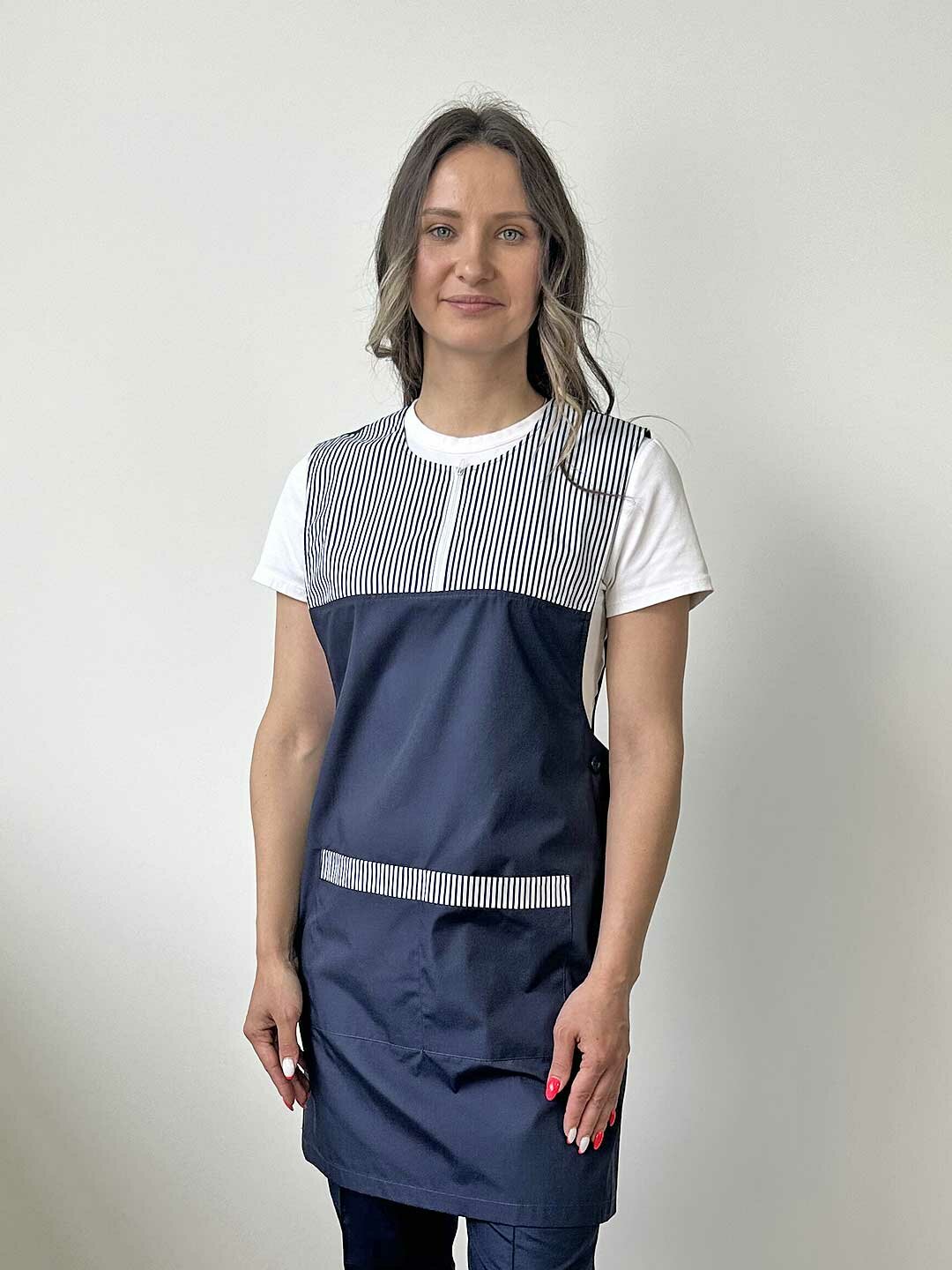 Фартук женский, производитель Фабрика швейных изделий №3, модель М-471, размер 56-58, цвет темно-синий