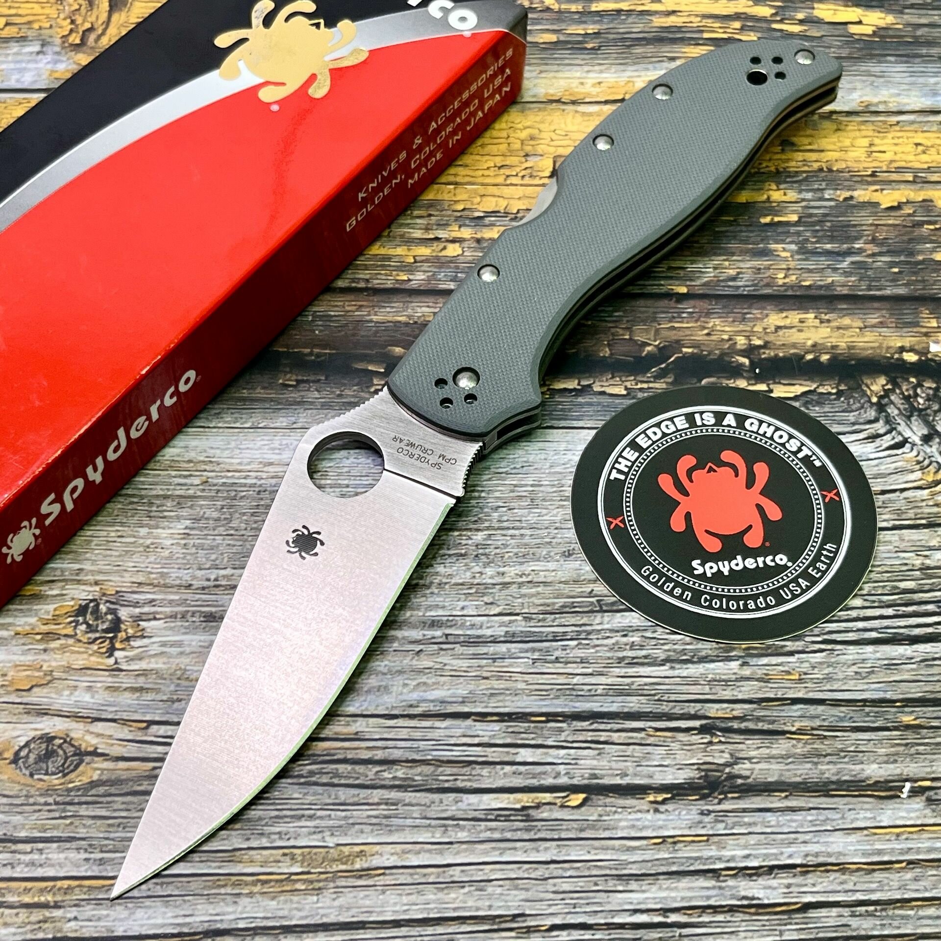 Нож складной Spyderco C258GPGYCW Strech 2 XL, CRU-WEAR Blade, Grey G-10 Handle