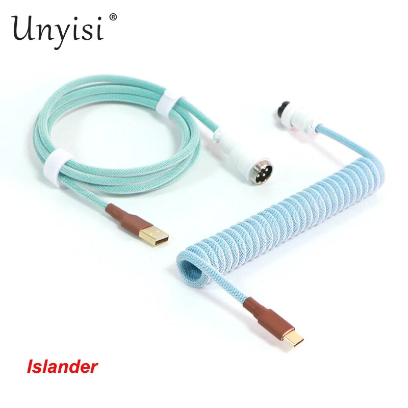 Спиральный кабель USB-Type-C Micro Mini-USB Unyisi для механической клавиатуры Mini USB, Islander