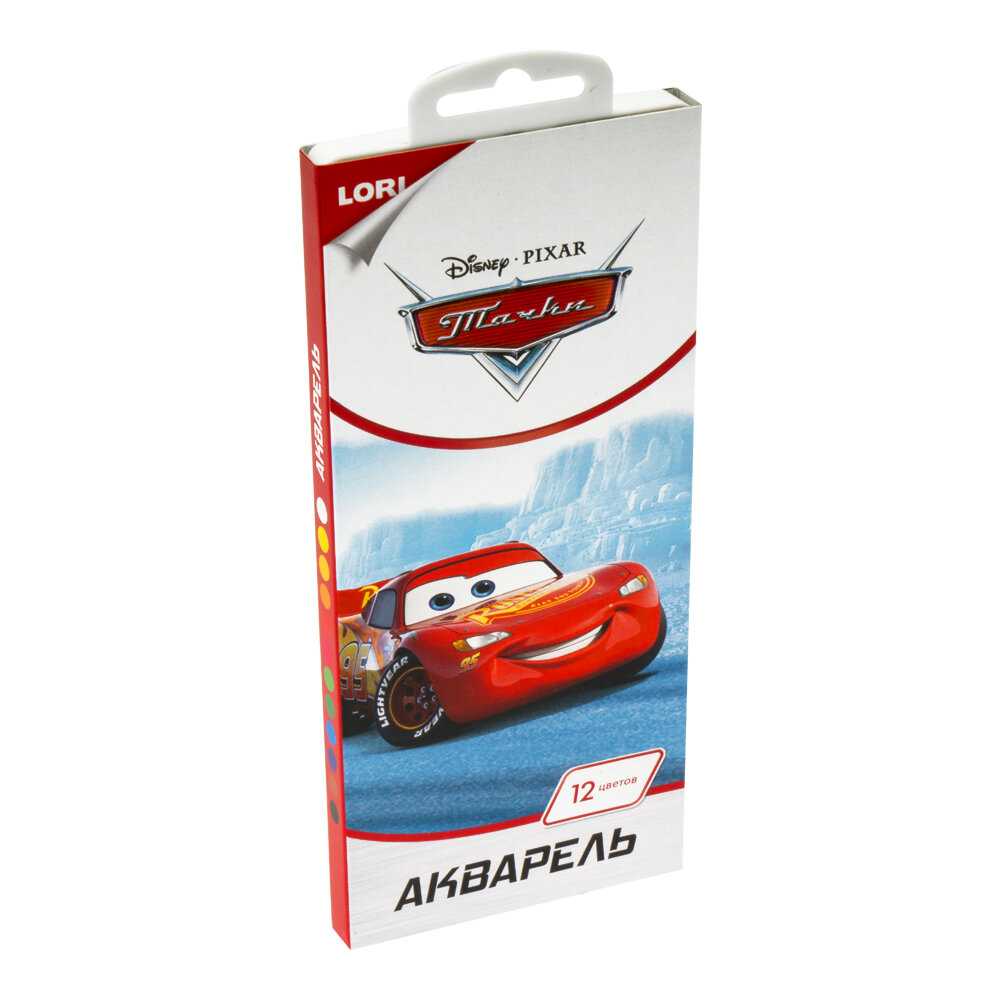 LORI Акварель Тачки 12 цветов без кисточки Disney Алд-004 с 3 лет