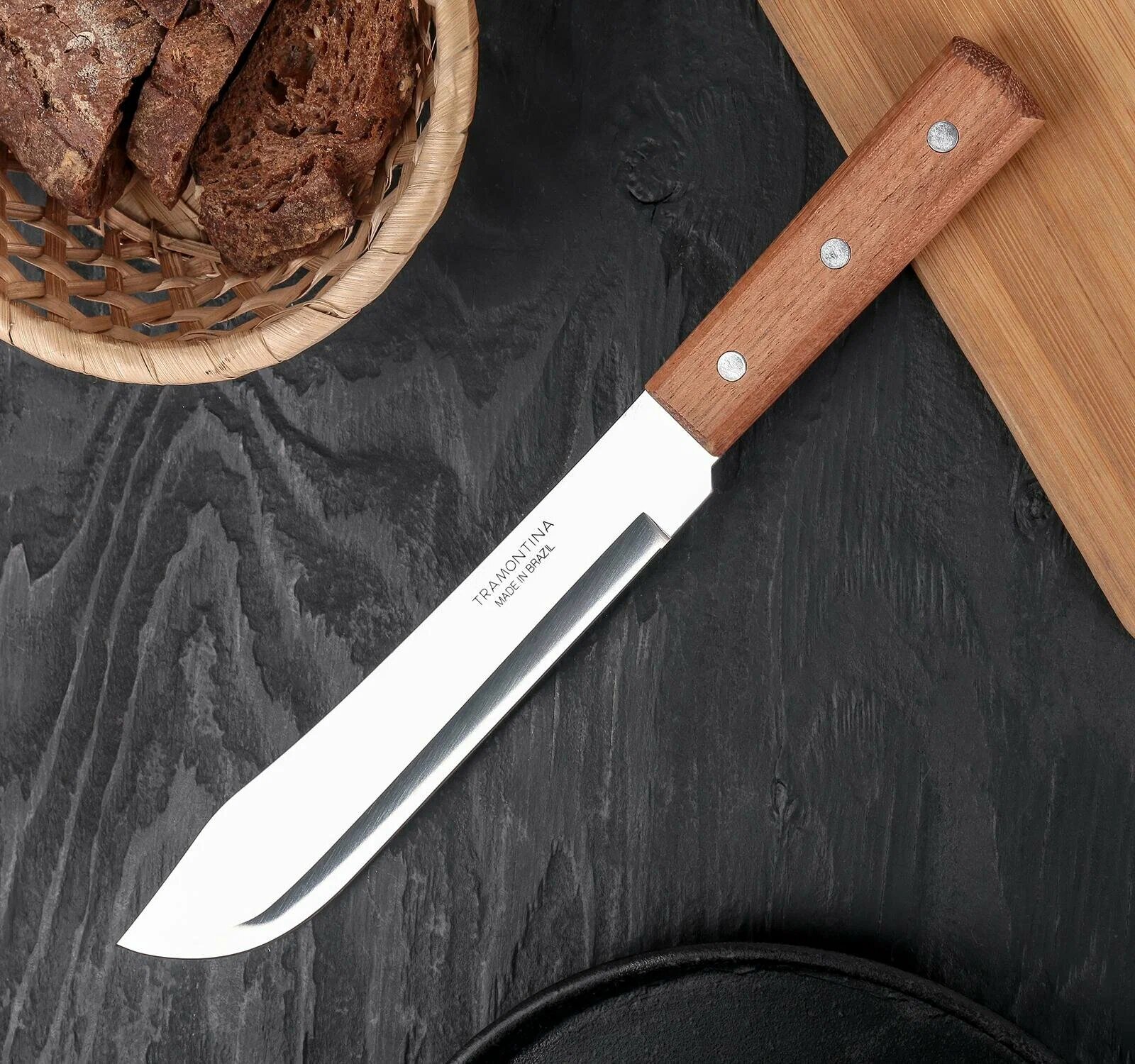 Нож кухонный, Tramontina Universal, 22901/008, лезвие: 20 см, коричневый