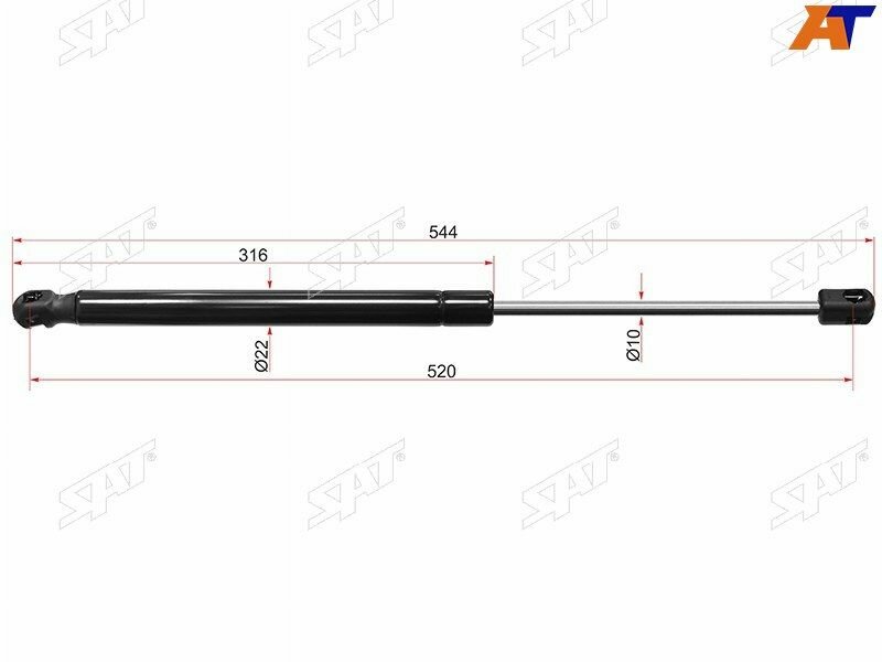 . SAT Амортизатор (Газовый упор) крышки багажника для VOLKSWAGEN TIGUAN 07-
