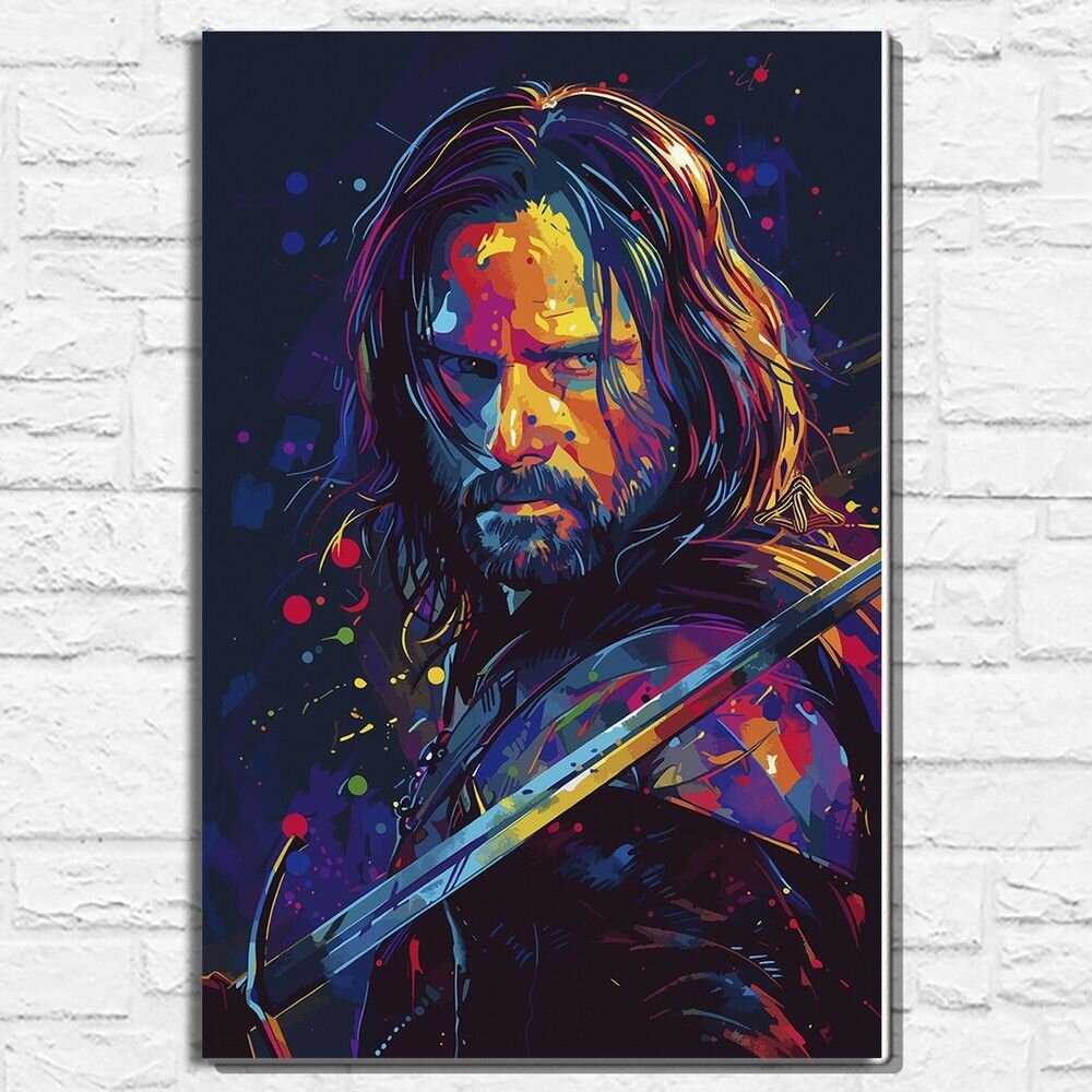 Картина по номерам на холсте фильм Властелин Колец (Арагорн, LOTR) - 15215 В 60x40