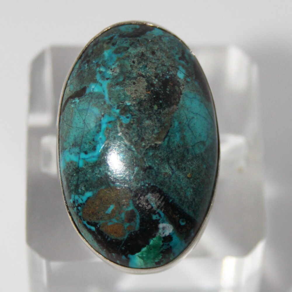 Кольцо, малахит, хризоколла