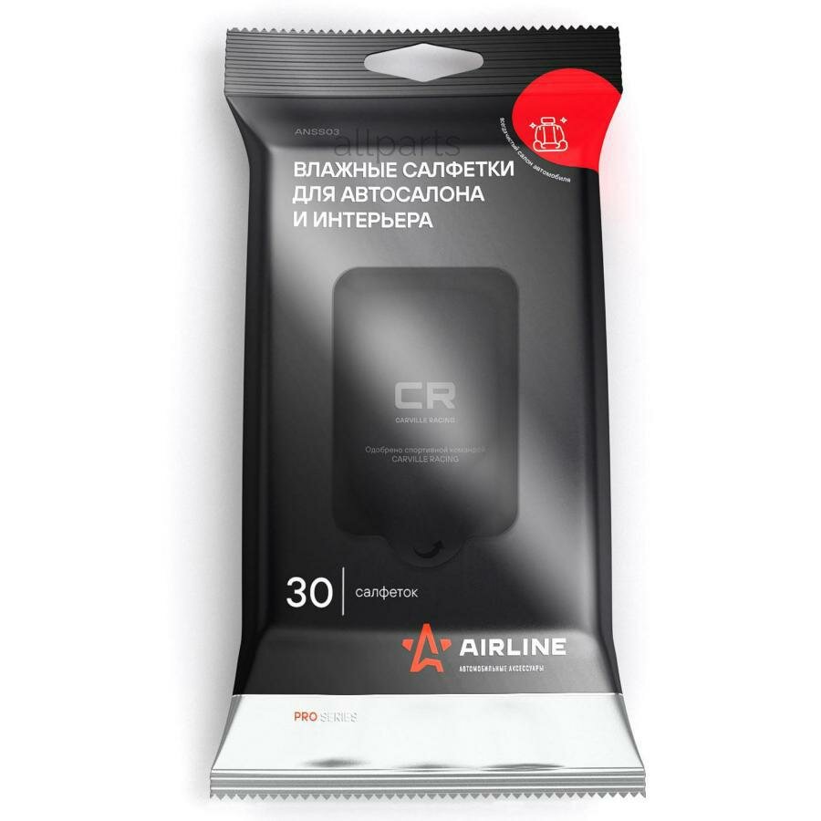 AIRLINE ANSS03 Салфетки влажные для автосалона и интерьера PRO (30 шт.) (ANSS03)