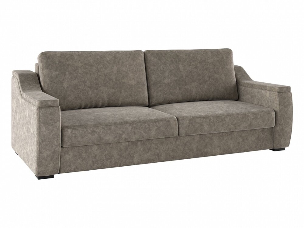 Прямой диван Мемфис Светло-Серый Велюр, пантограф (тик-так), 241х110х91 см, с ящиком для белья