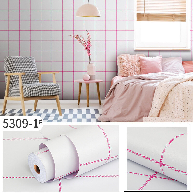 Самоклеящиеся обои черно-белая сетка в стиле Ins, утолщенные ПВХ, для спальни, гостиной, общежития, фоновое украшение стены, однотонные наклейки на стену