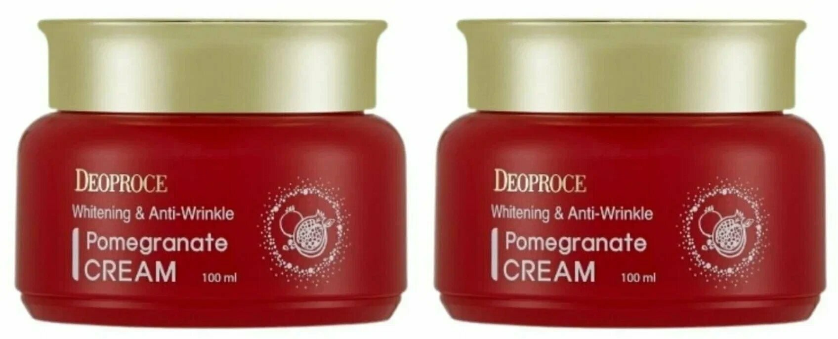Крем для лица антивозрастной Deoproce Whitening And Anti-Wrinkle Pomegranate Cream, с экстрактом граната, 100 мл, 2 шт