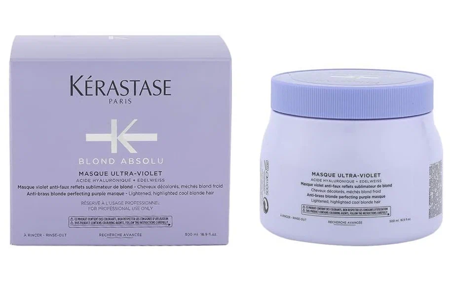 Kerastase Blond Absolu Ultra-Viole Питательная фиолетовая маска для волос, нейтрализующая желтые тона, 580 г, 500 мл, банка
