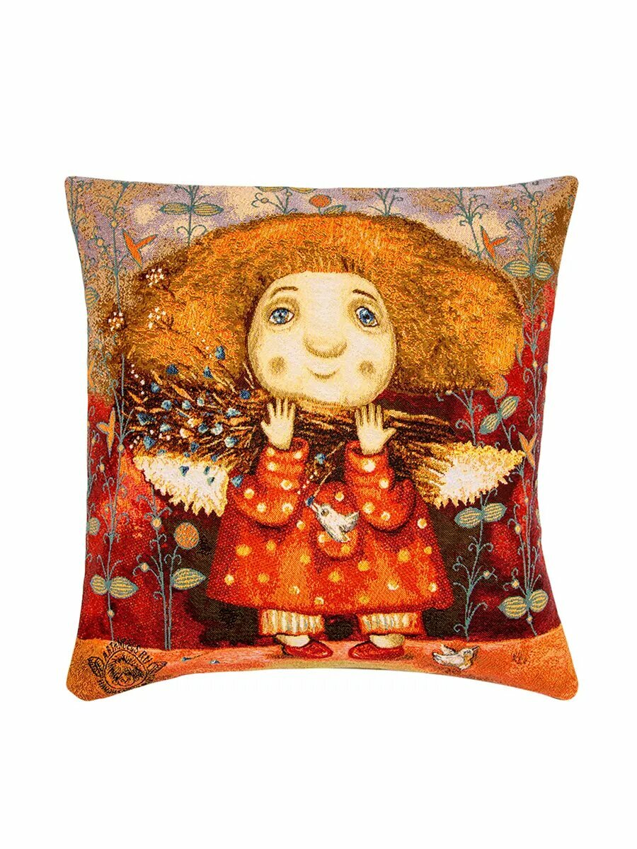 Наволочка декоративная из гобелена с ангелами 30х30 см