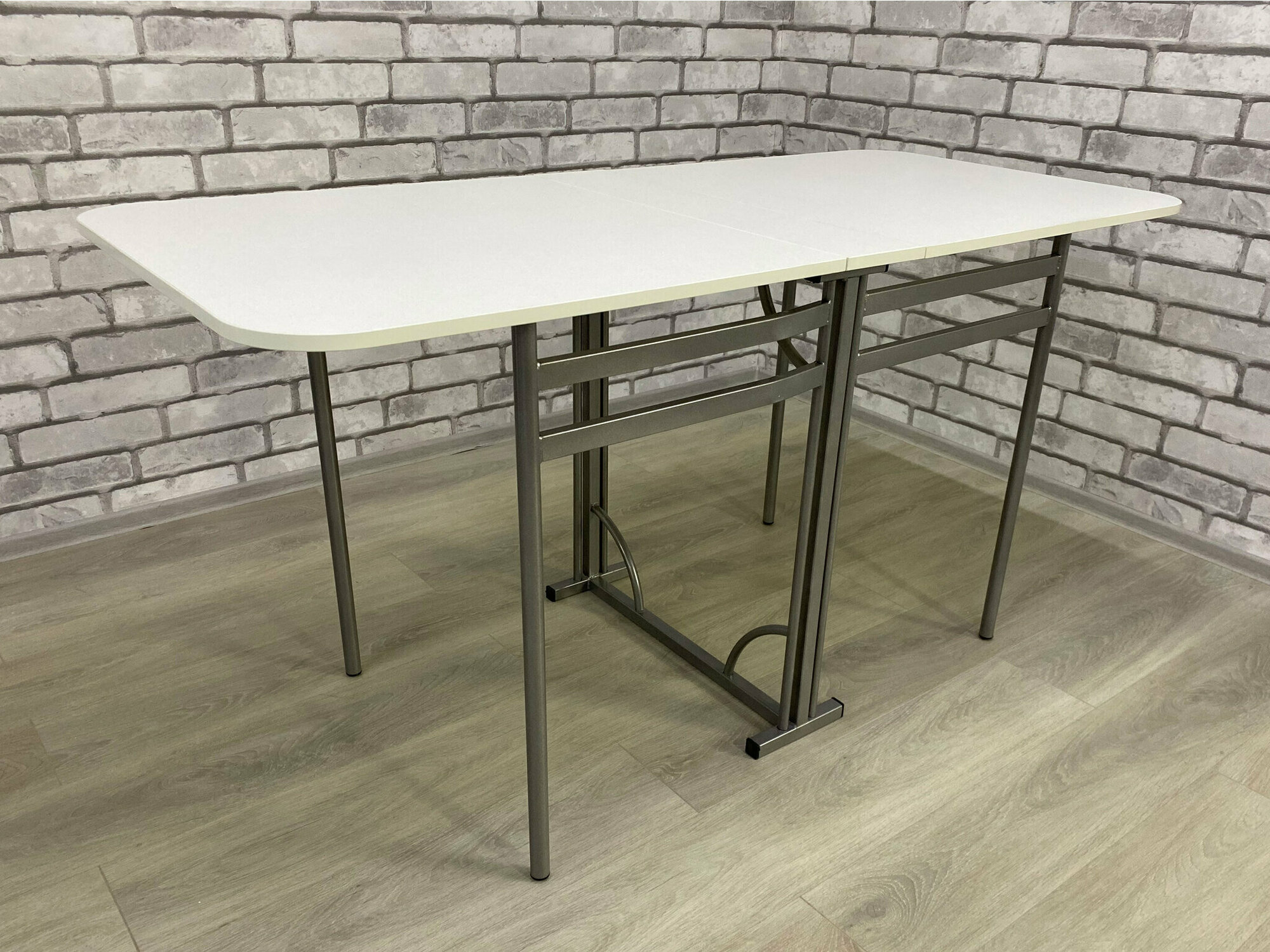 Стол-книжка кухонный Мир Стульев Искра на металлокаркасе, цвет белый