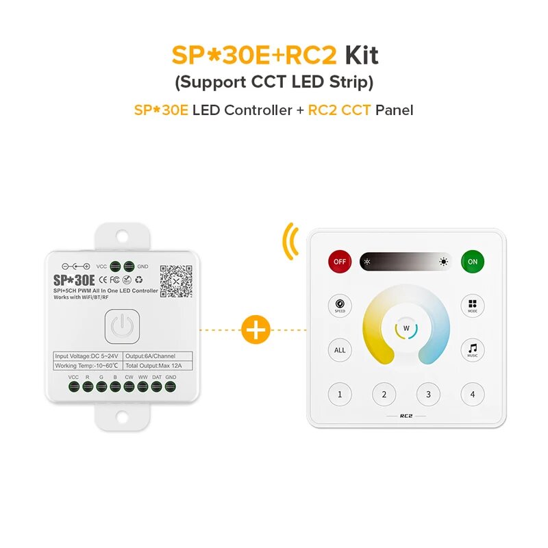 RGB-контроллер BTF-LIGHTING SP530E/SP630E SP530E BT WiFi Alexa, RC2 Kit CCT Color