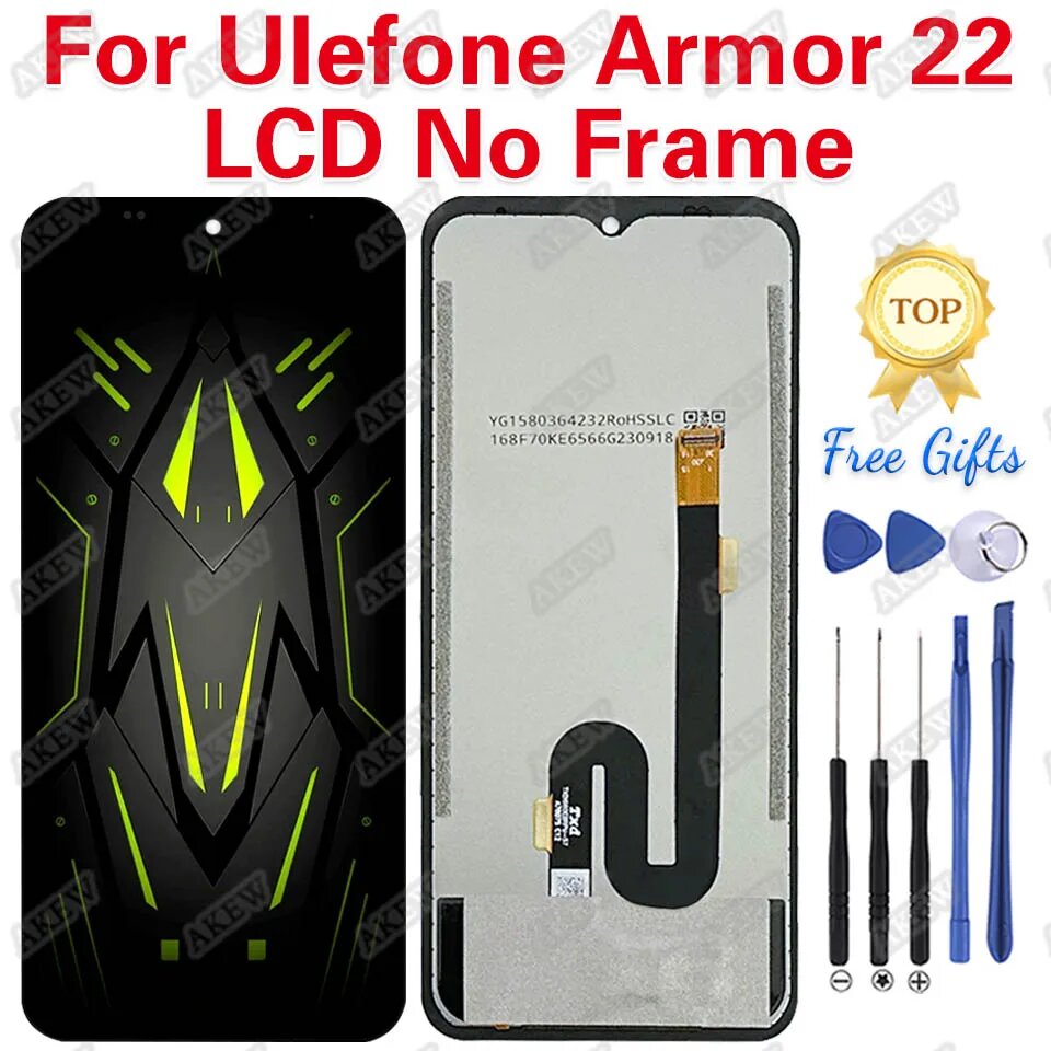 AKEW оригинальный ЖК-дисплей для Ulefone Armor 22, ЖК-дисплей для ULEFONE Armor22, броня сенсорного экрана 22, запасные части в сборе с дигитайзером