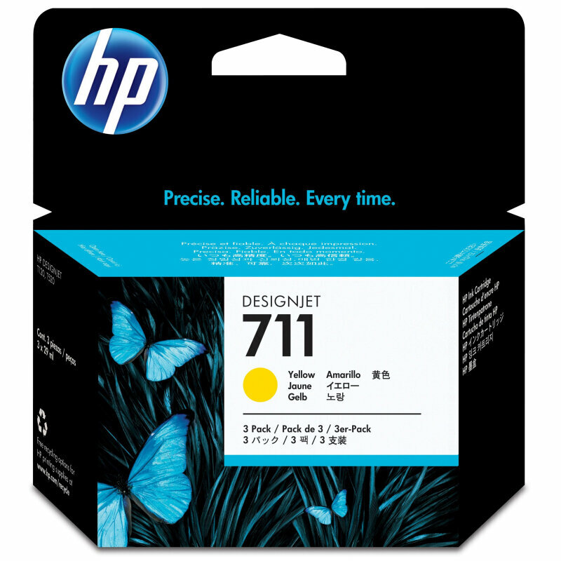 Картридж струйный HP 711 CZ136A жел. для DgnJ T120/520 (3шт/уп), 316332