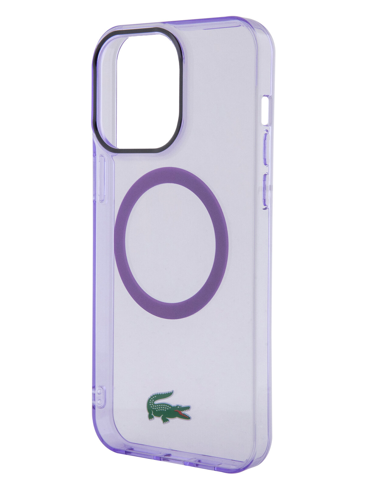 Lacoste для iPhone 15 Pro чехол PC/TPU Croc logo Hard Transparent Parme (MagSafe)