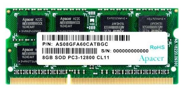 Оперативная память Apacer 8 ГБ DDR3 1600 МГц SODIMM CL11 DS.08G2K. KAM