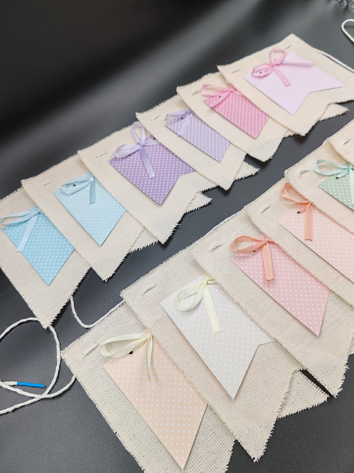 Растяжка гирлянда флажки из ткани в горошек, для интерьера, фотосессий, праздника. Ручная работа.