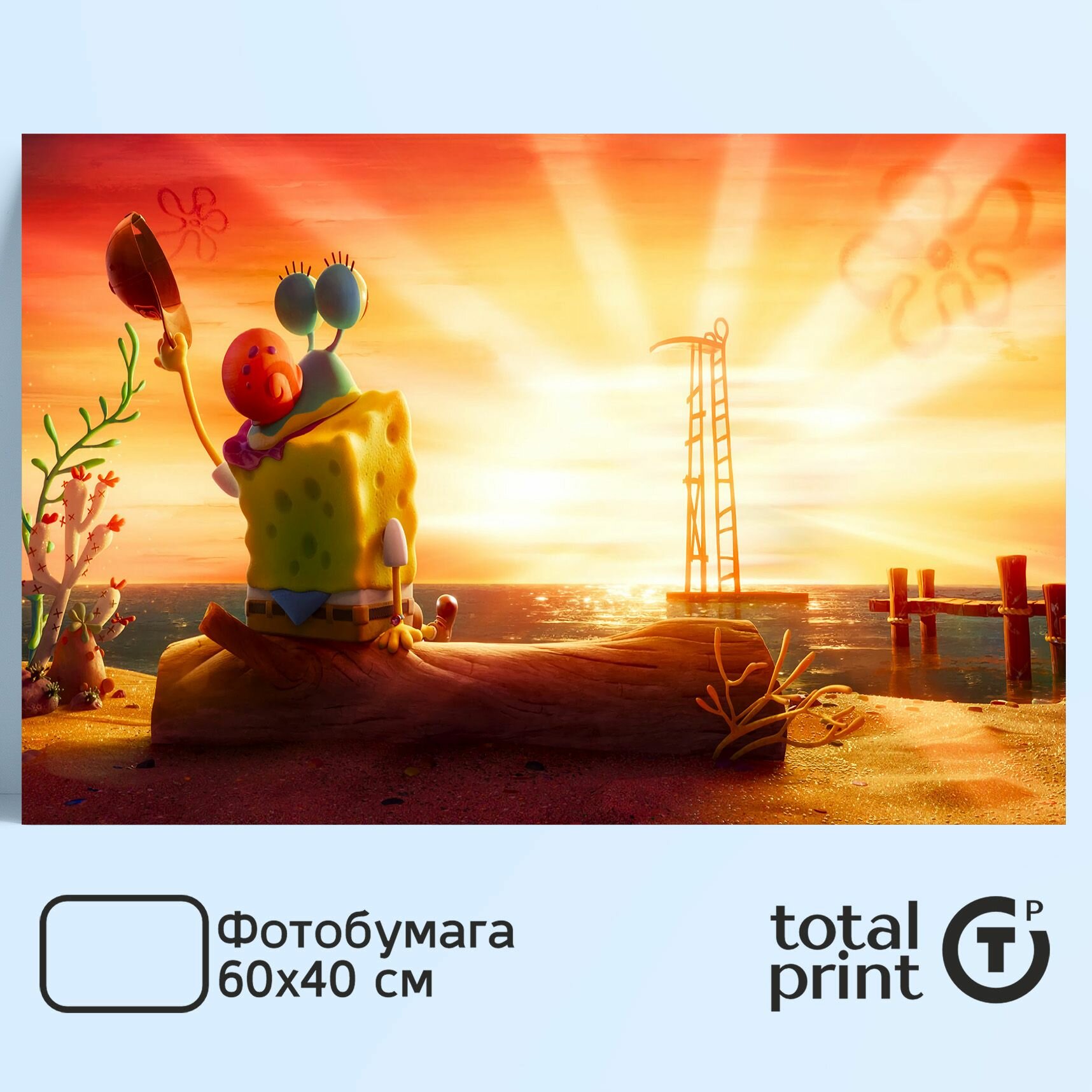 TotalPrint Постер для интерьера, 60х40см, Губка Боб