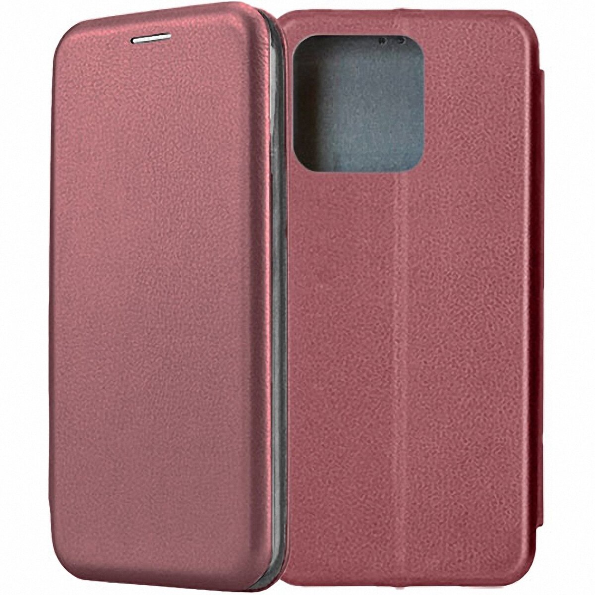 Чехол-книжка для Redmi 10C темно-красный / подставка, отделение для карт
