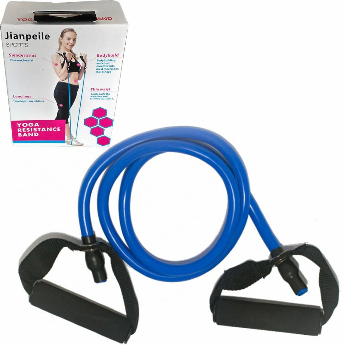 Эспандер на растяжение "Профи" C28684 (1 латексный жгут-1,45м, пластиковые ручки-покрыты неопреном)