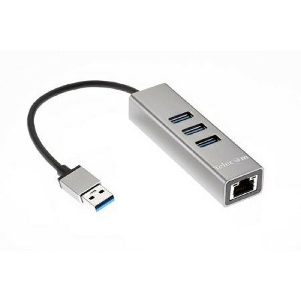 Telecom кабели Переходник USB 3.0 -->RJ-45 1000Mbps +3 USB3.0, Aluminum Shell, 0.2м