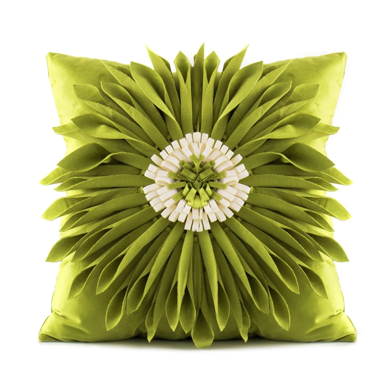 Бархатные декоративные подушки с 3D хризантемой, 1PCS Cushion cover, Зеленый