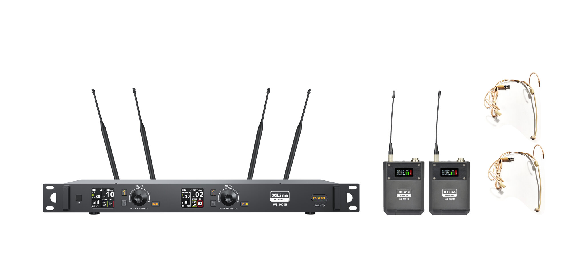 XLINE WS-1000B Радиосистема двухканальная c двумя поясными передатчиками и головными гарнитурами