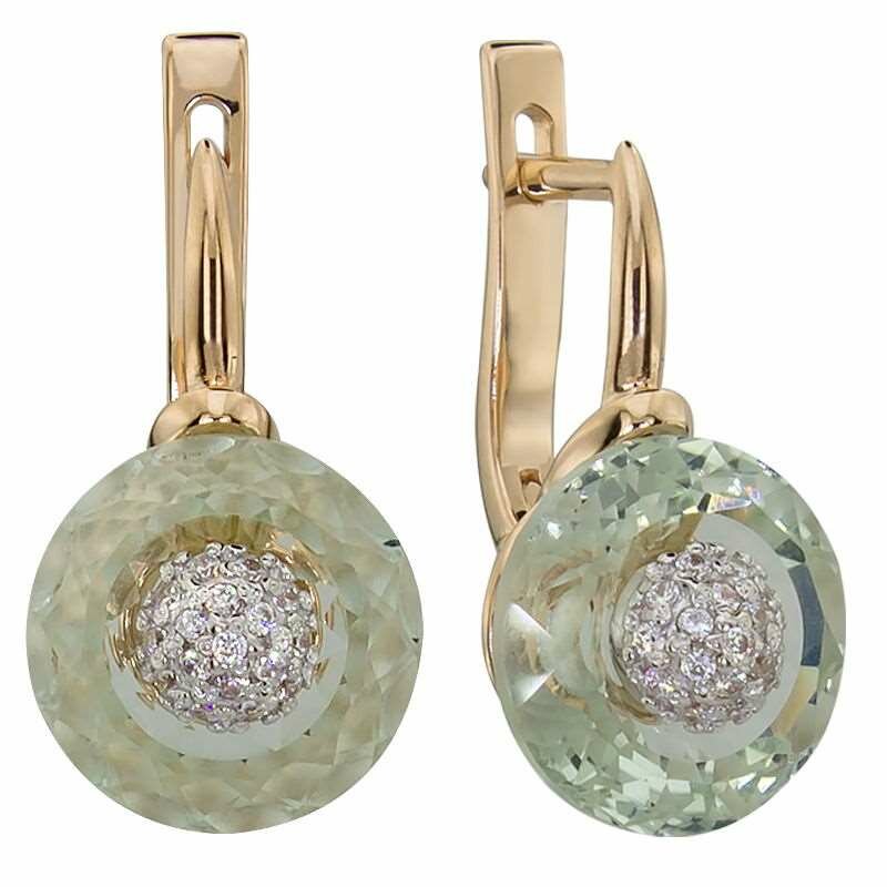 Серьги, красное золото, 585 проба, аметист