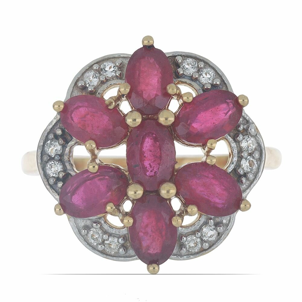 Кольцо, серебро, 925 проба, рубин, топаз