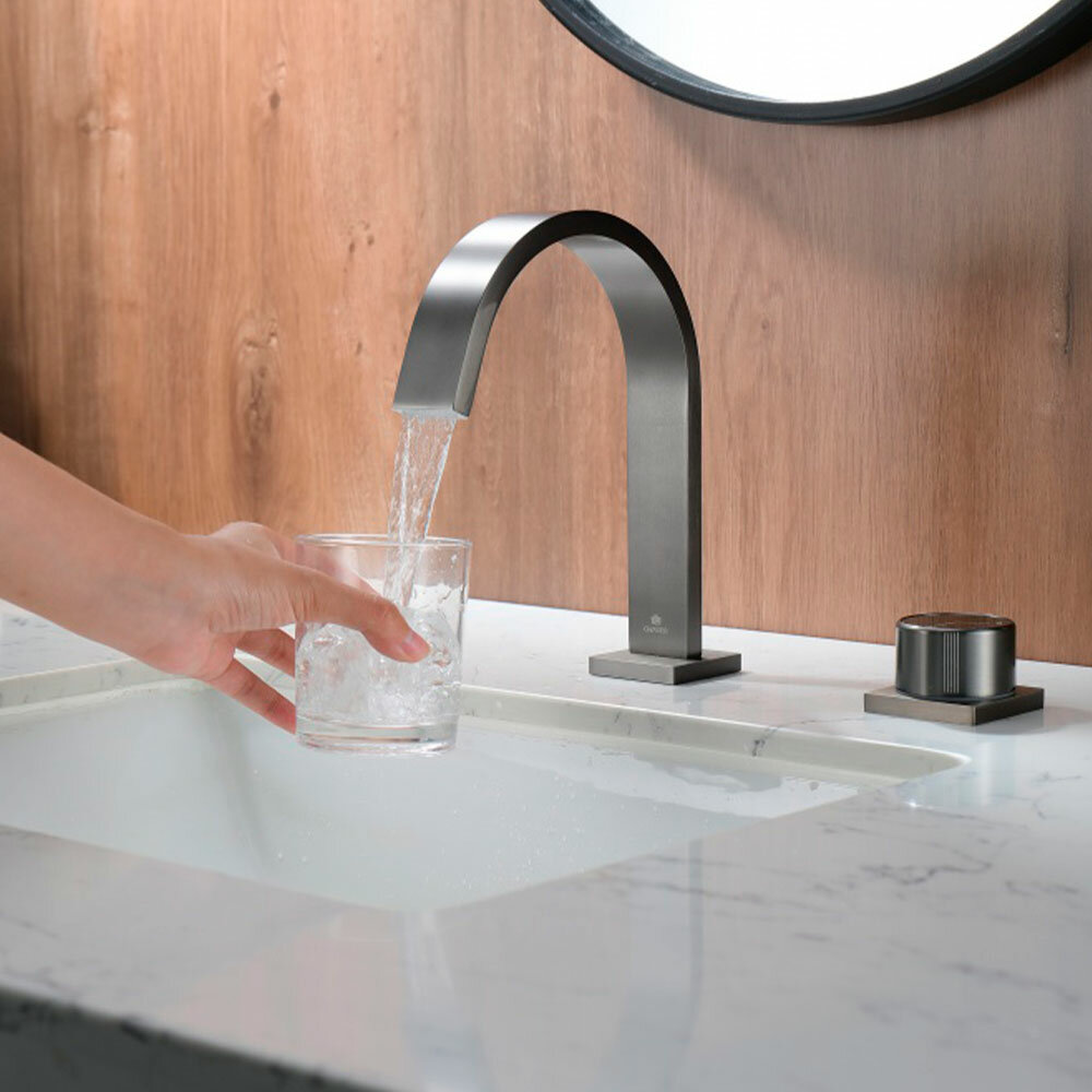 Смеситель для раковины, врезной на 2 отверстия Ganzer GZ01111-Q графит