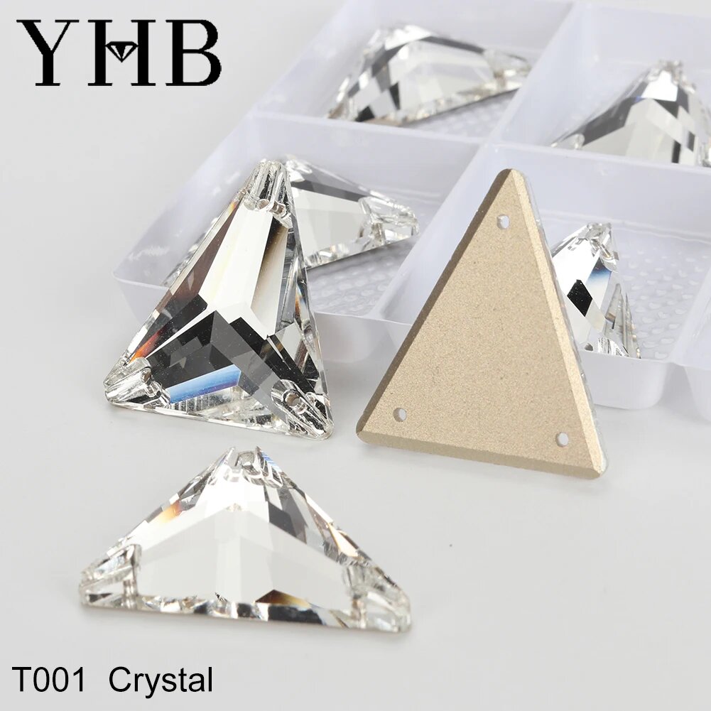 Стразы YHB треугольные серебряные 18/21 мм, 15 шт.