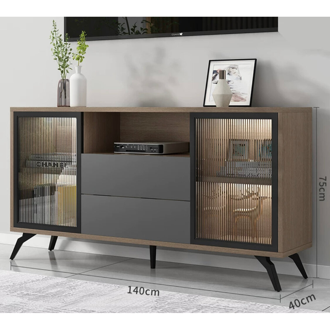 Тумба Vincent под телевизор в минималистичном стиле (140 см / цвет дуба)