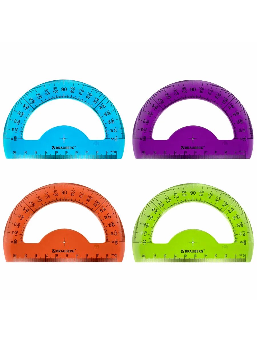 Транспортир 10 см BRAUBERG "FRUITY", 180 градусов, пластик,