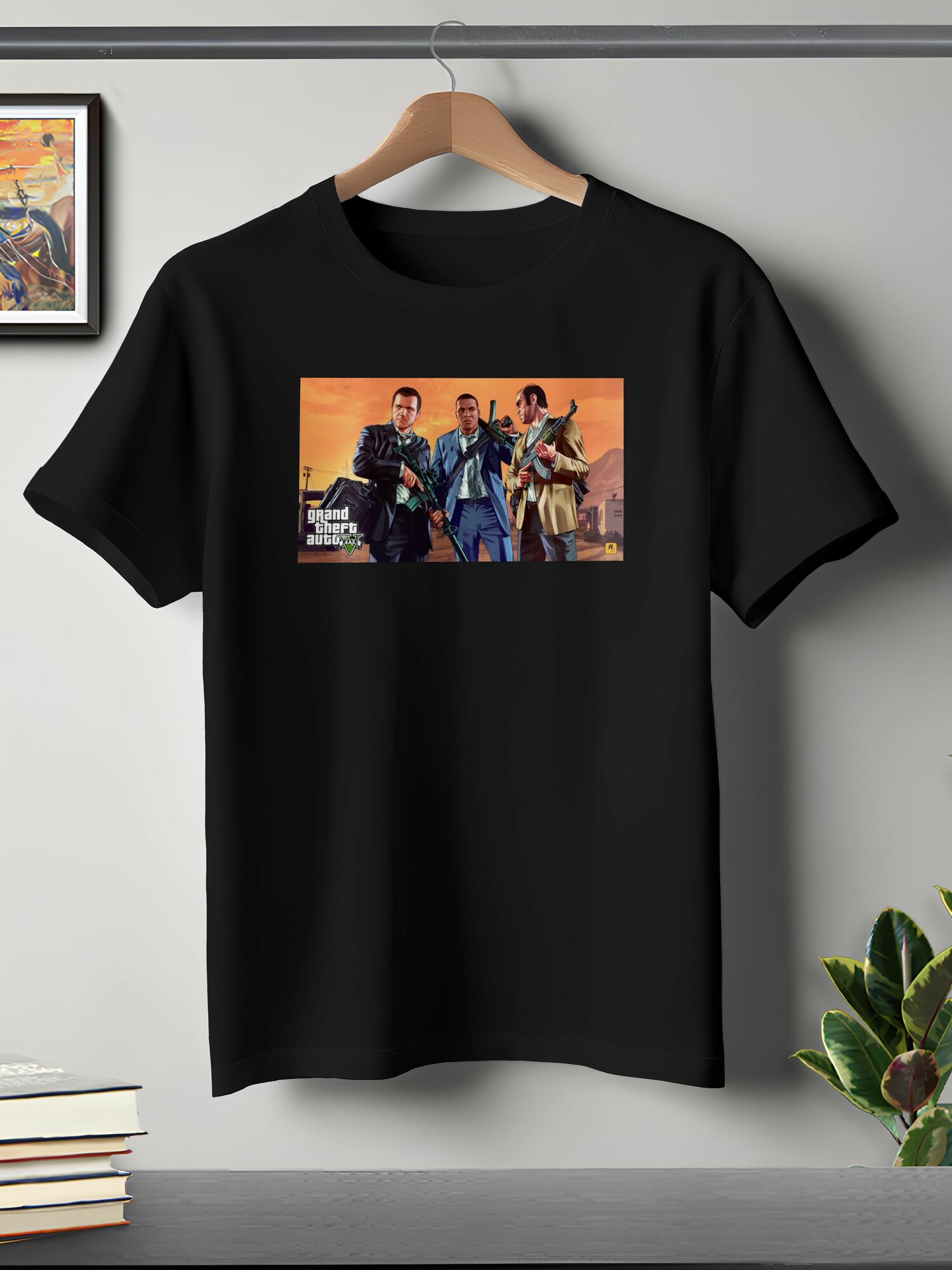 Футболка  Детская ONEQ 128 (8-9) размер с принтом GTA V, черная