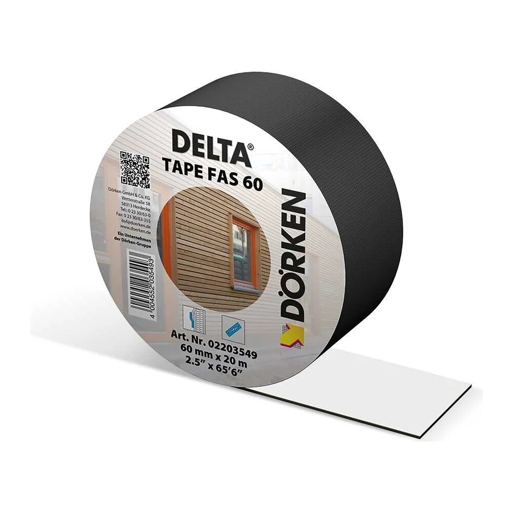 Односторонняя клеящая лента Delta tape fas 100 черного цвета для фасадных пленок 2203551, облицовке, уплотнения проходок