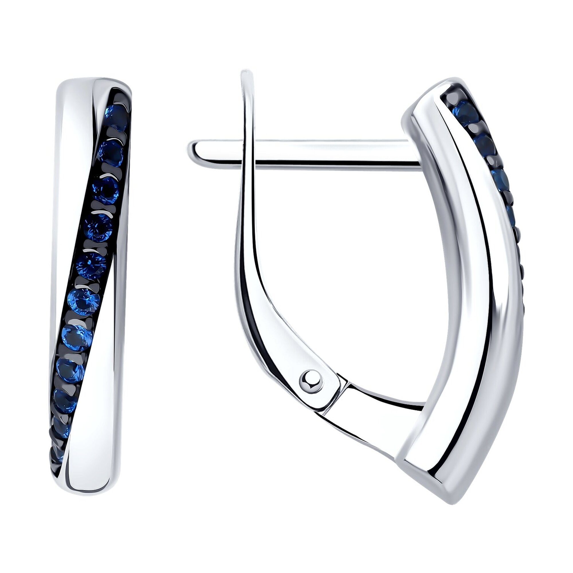 Серьги, серебро, 925 проба, родирование, фианит