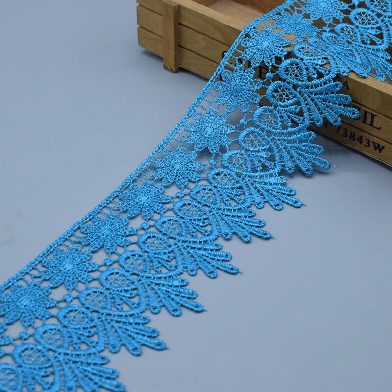 Кружевная лента вискоза/нейлон CRAFTS 80мм Бирюзовый, blue, 2yards