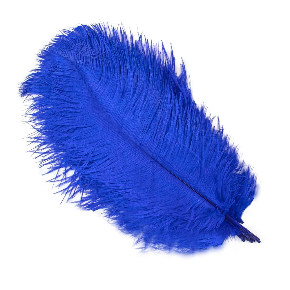 Большие белые страусиные перья 15-60 см Синий, 25-30cm, Royal blue