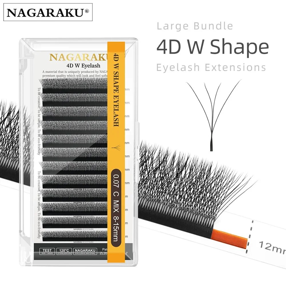 NAGARAKU Ресницы 4D L-изгиб 8-14mm MIX черные