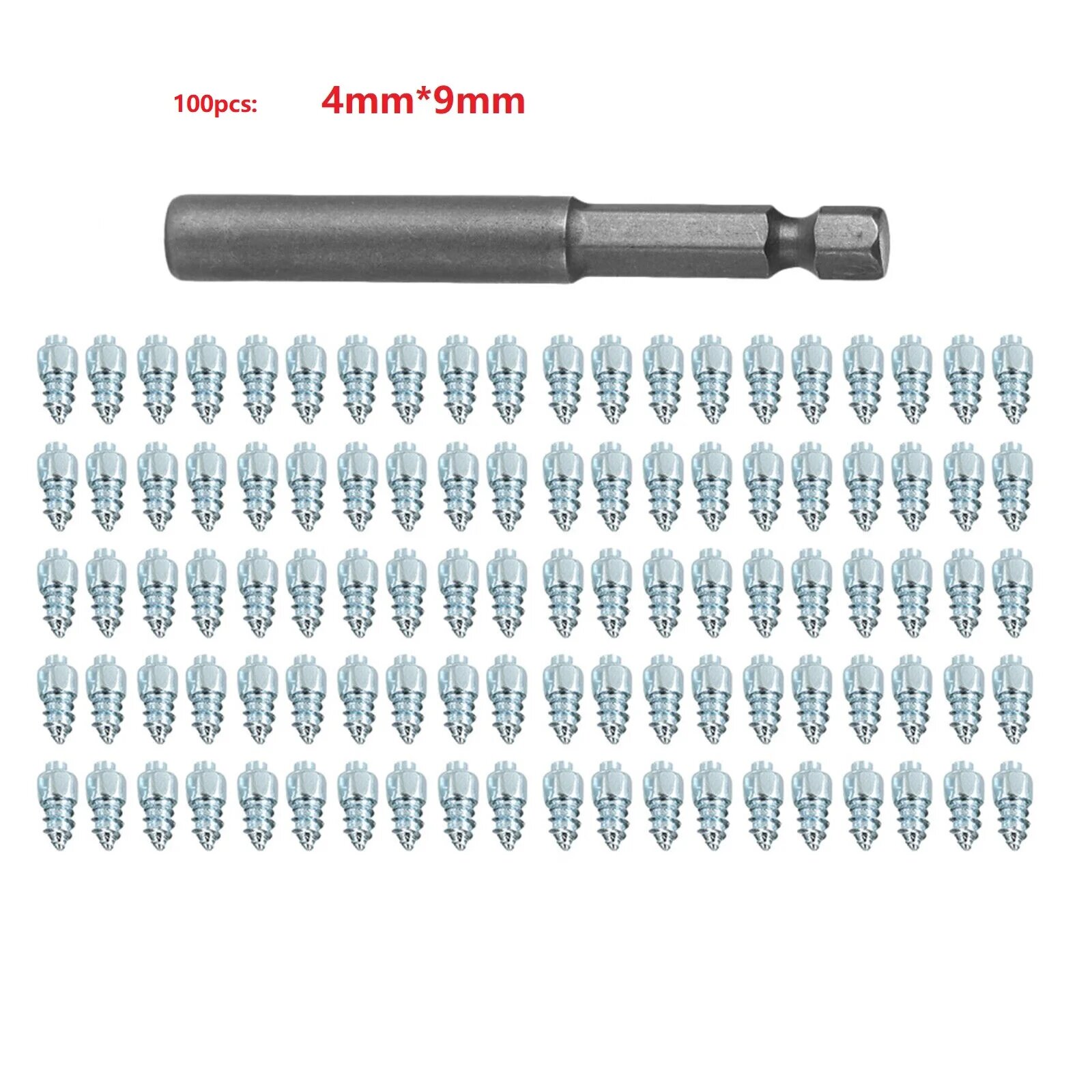 100 шт, нескользящие шипы, противоскользящие шипы, гвозди для колес, болты для шин, with tool 4x9mm