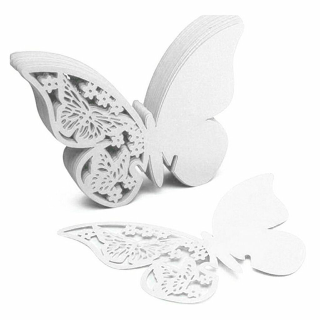 Стереофоническая 3D-карточка с именем бабочки-Белая