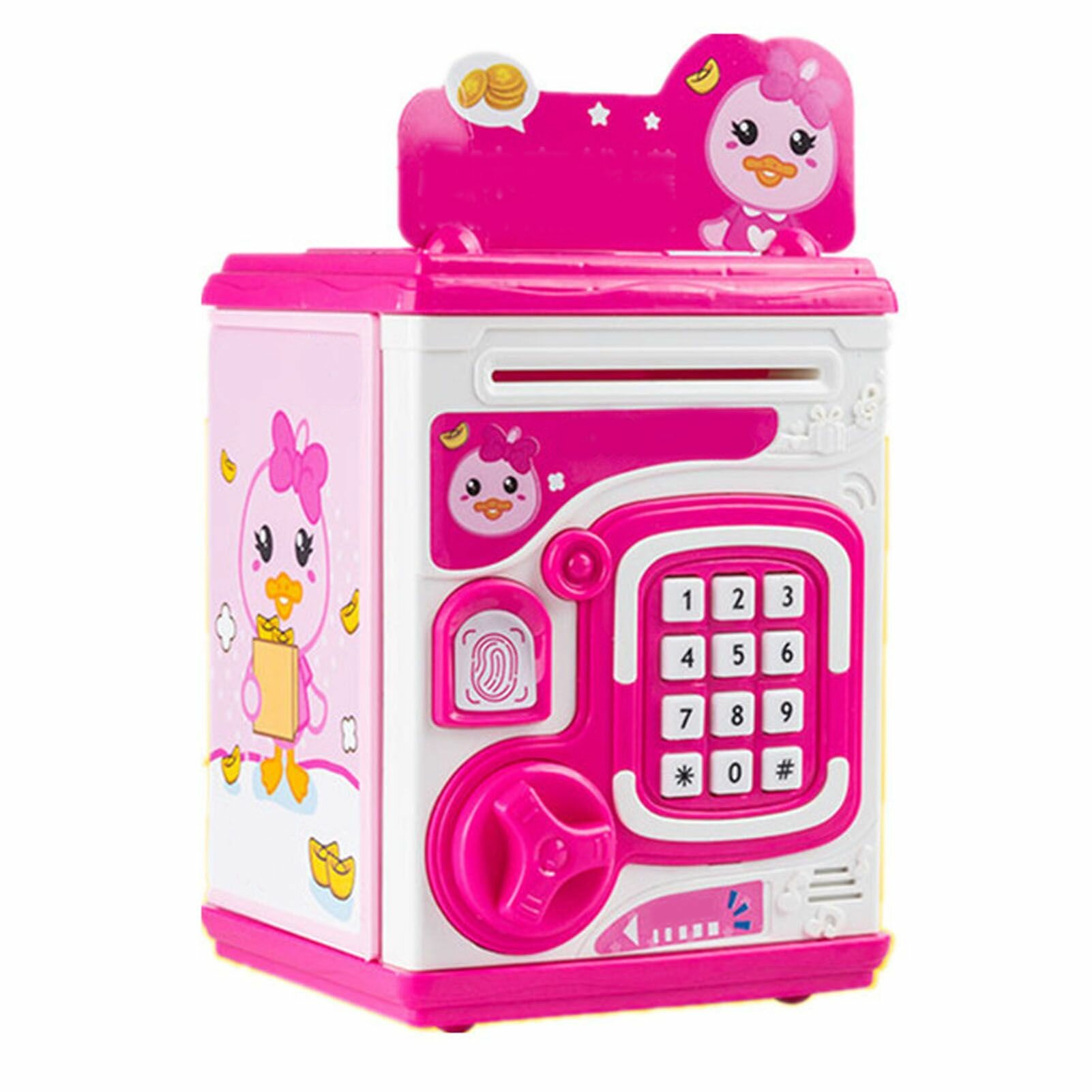 Копилка, голосовой пароль, отпечаток пальца, портативная коробка для экономии денег для детей, для домашних путешествий, розовый