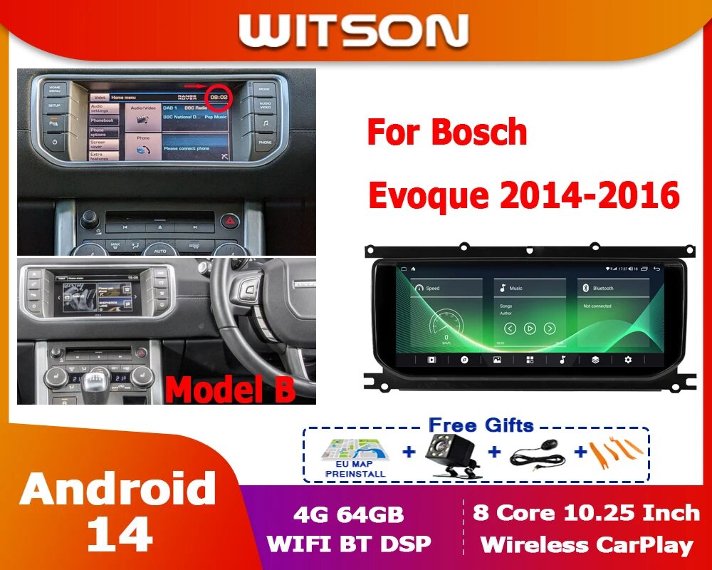 10,25-дюймовый автомобильный радиоприемник Android для Land Range Rover Evoque 2012-2018 Bosch Harmon Auto GPS CarPlay или детали климат-контроля переменного тока 4G 64GB Model B