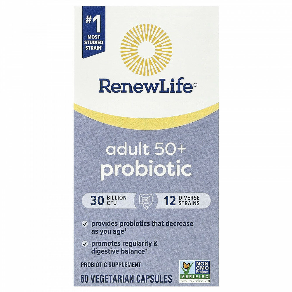 Renew Life, Ultimate Flora™, пробиотик для взрослых от 50 лет, 60 веганских капсул