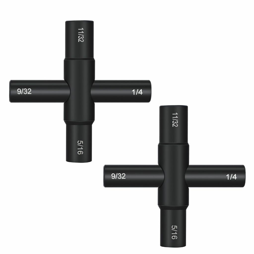 2 шт, 4-сторонний ключ для воды, стальные ключи счетчиков, крана, инструмент 1/4 дюйма, 9/32 5/16 11/32 дюйма