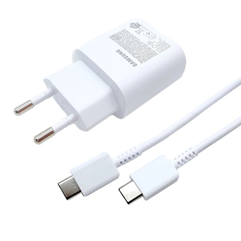 Супер быстрая зарядка Samsung 25 Вт, USB Type C Cargador для Galaxy S23 S24 S21 EU Charger and Cable