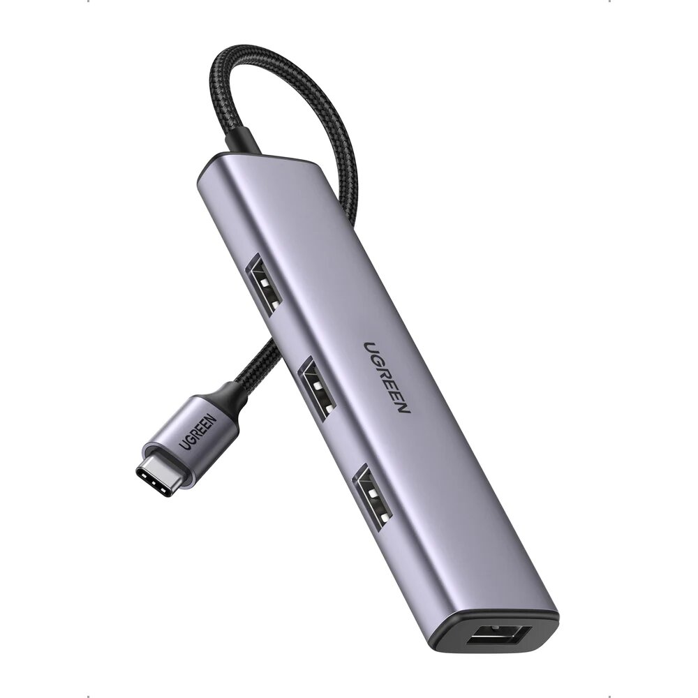 Usb-хаб Ugreen cm473 usb-c to 4 usb 3.0 hub. цвет: серый 20841_